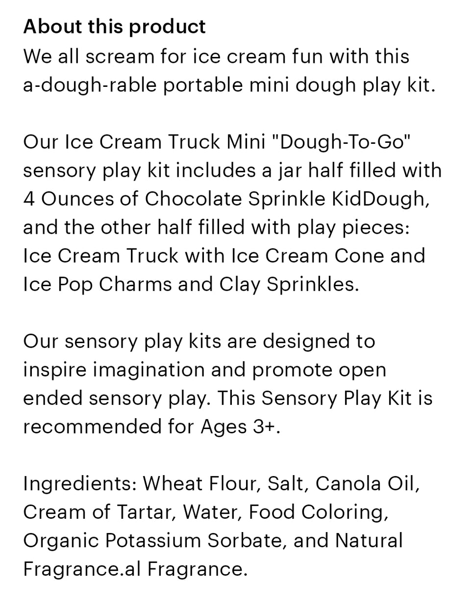 Earth Grown Playdough - Ice Cream Truck Mini Kit To Go| Dolly And Me